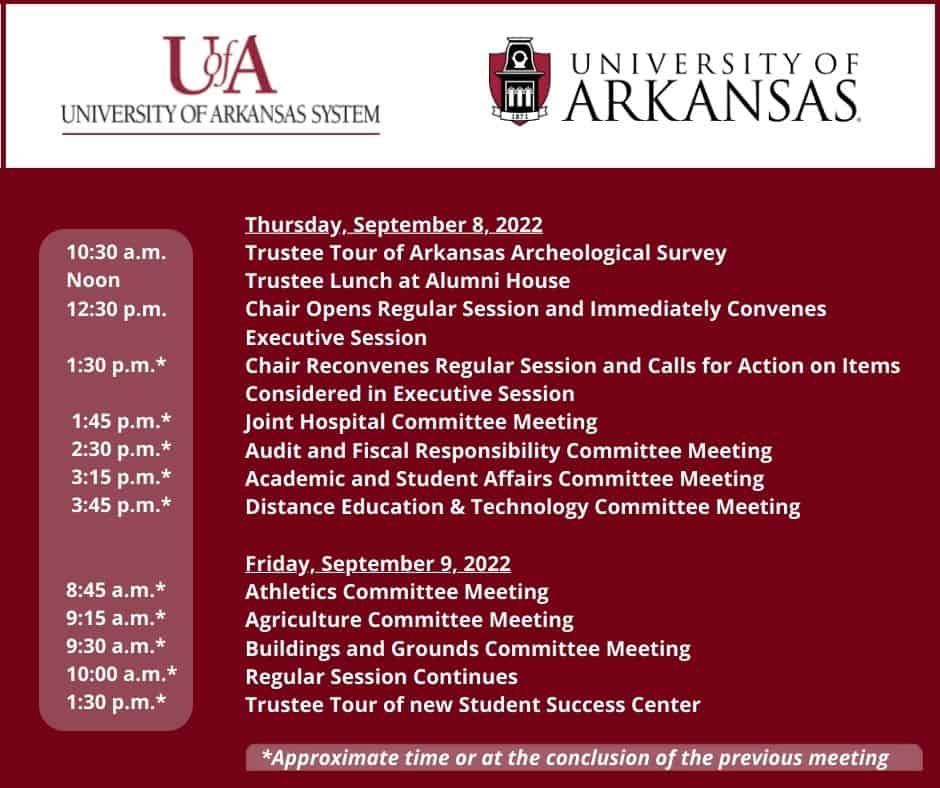Trustees to Meet Sept. 8-9 at UA, Fayetteville - University of Arkansas ...
